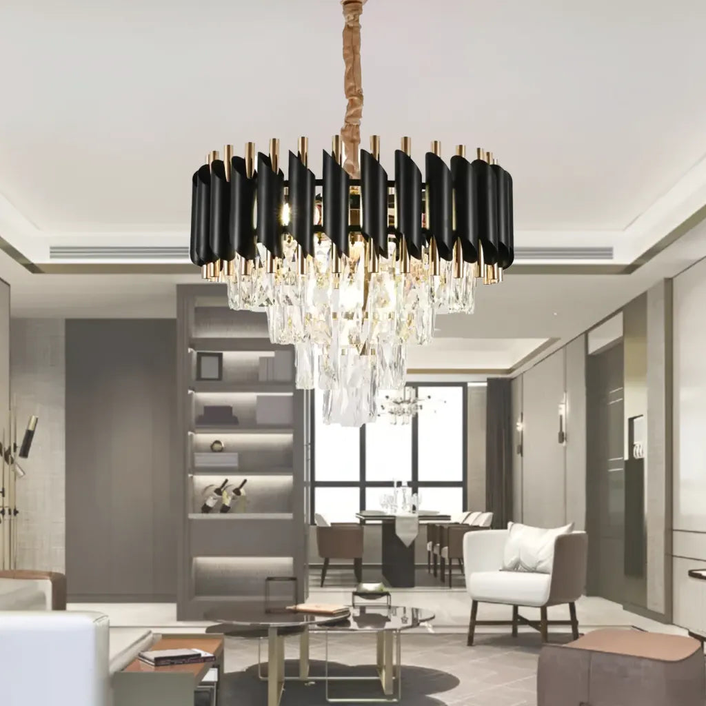 Candelabru Cristal VERSAILLES Nobile 4xE14, Diametru 40cm, Auriu Lucio ...